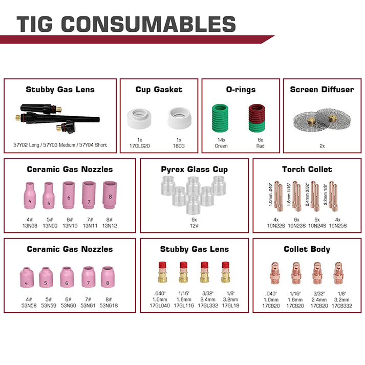 Arccaptain TIG Welding Torch Parts For TIG200/TIG200P