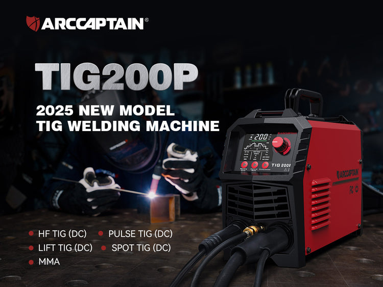 Arccaptain TIG200P 200A DC Pulse TIG Welder with HF Start and Stick ...