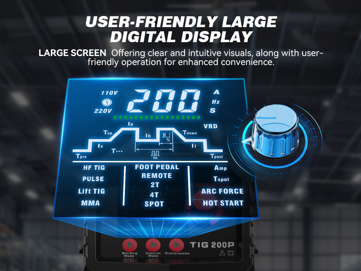 Arccaptain TIG200P 200A DC Pulse TIG Welder with HF Start and Stick ...