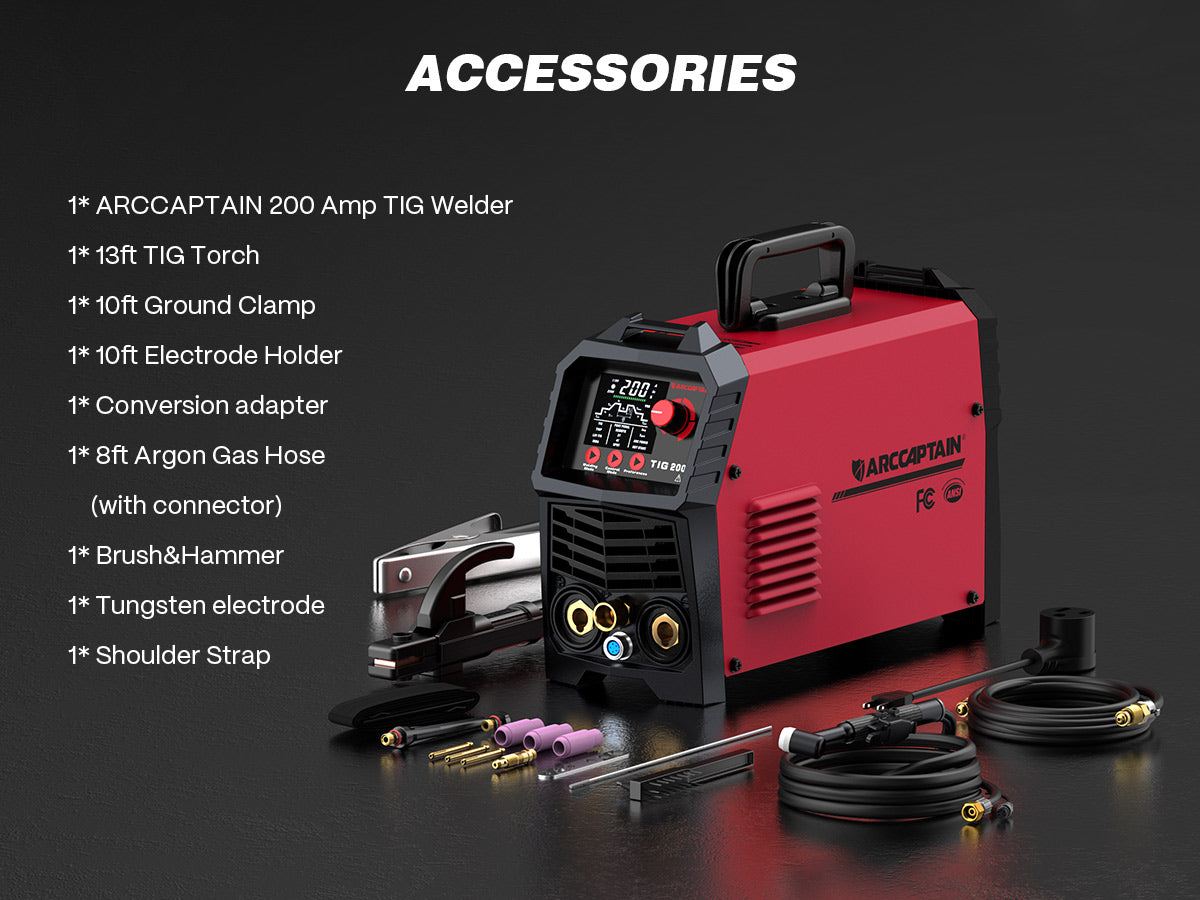 Arccaptain TIG200P 200A DC Pulse TIG Welder with HF Start and Stick Function