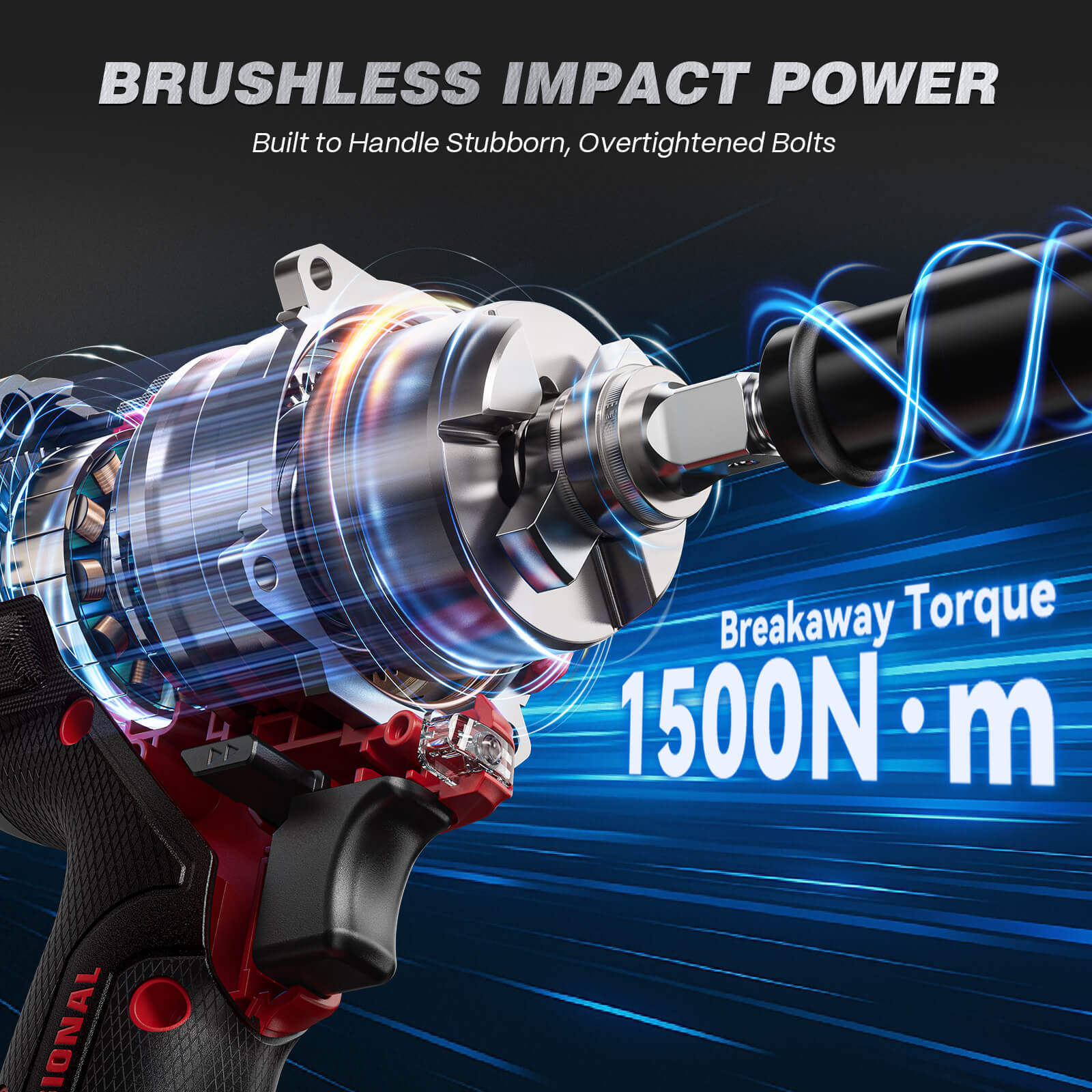 Cordless 1/2 Inch Impact Wrench 885 ft-lb High Torque, 20V Brushless