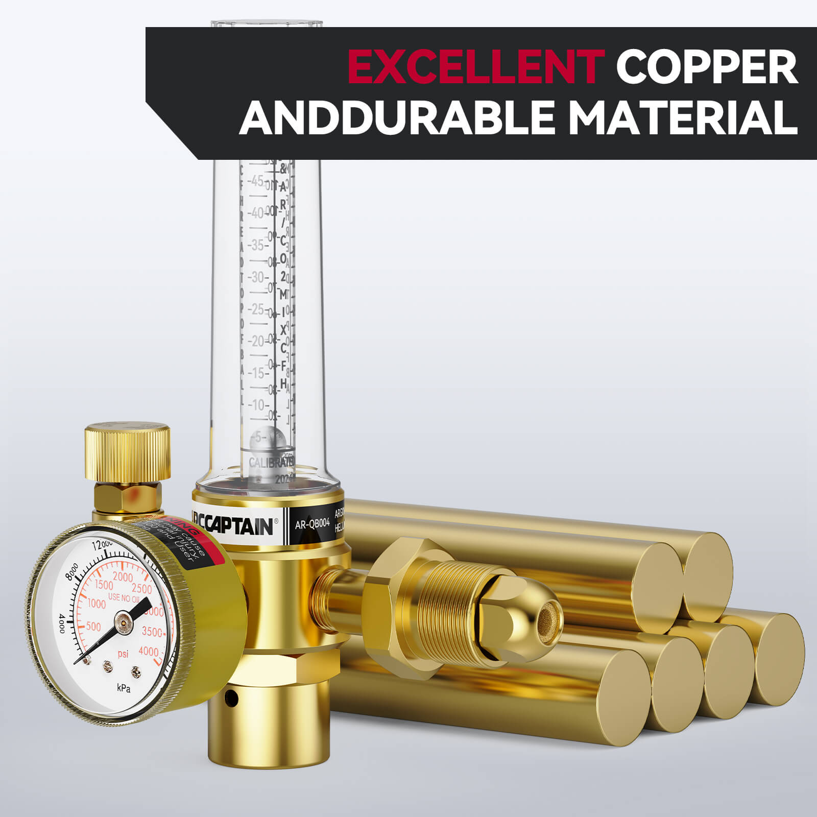 ARCCAPTAIN Argon/CO2 Welding Gas Regulator | Single Gauge | Dual Inlet ...