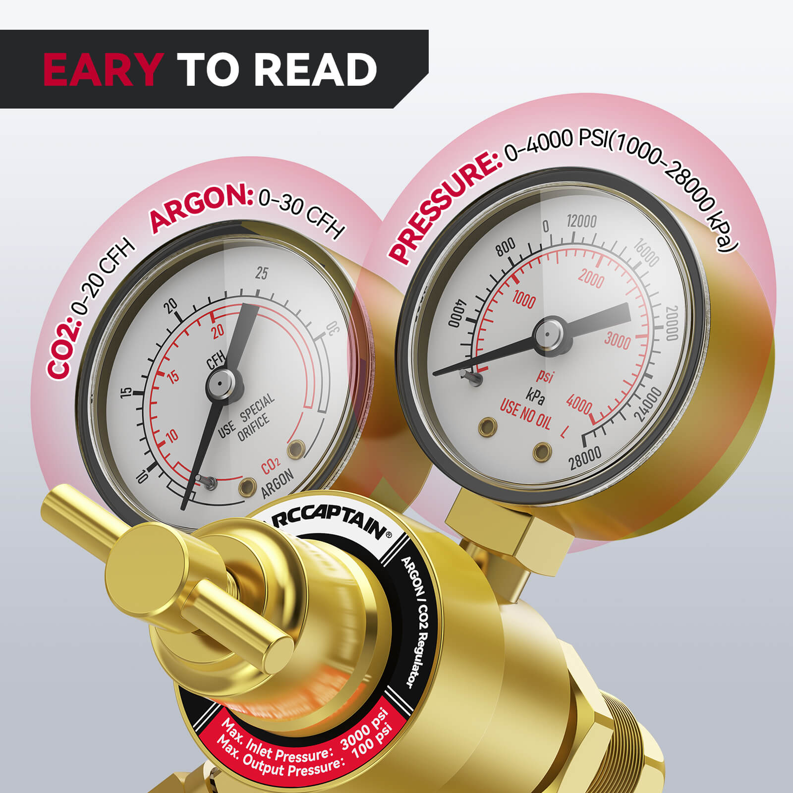 Arccaptain Argon CO2 Gas Regulator for MIG and TIG Welding