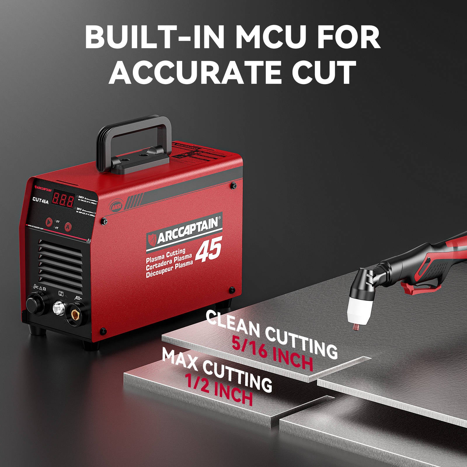Arccaptain CUT45 Dual Voltage 2T/4T Beginner-Friendly Plasma Cutter