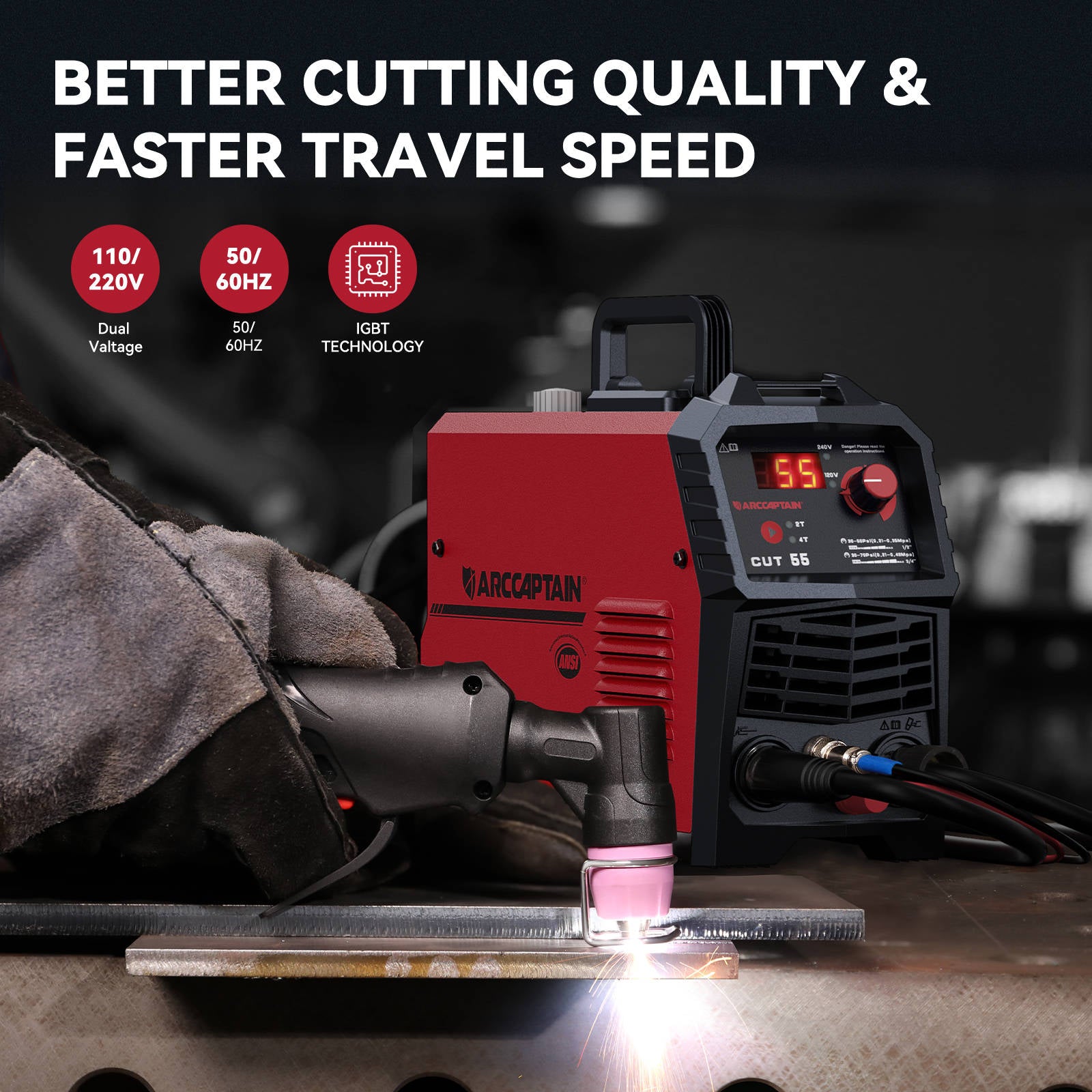 55 Amps Portable Pilot ARC Plasma Cutter CUT55 For Sale