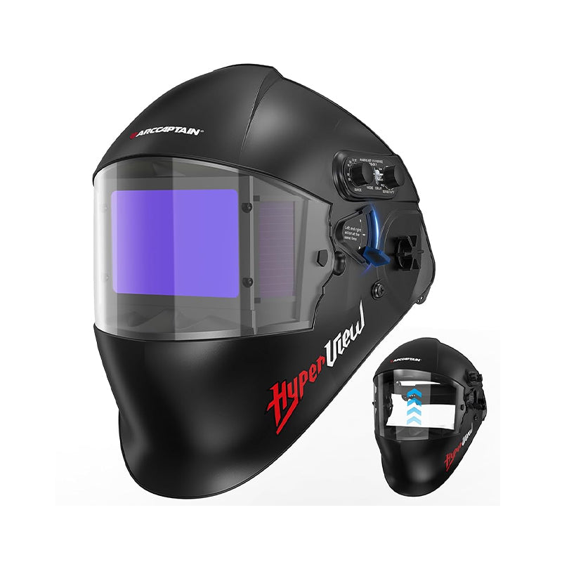 Arccaptain Large View Screen Flip Up Black Welding Helmet