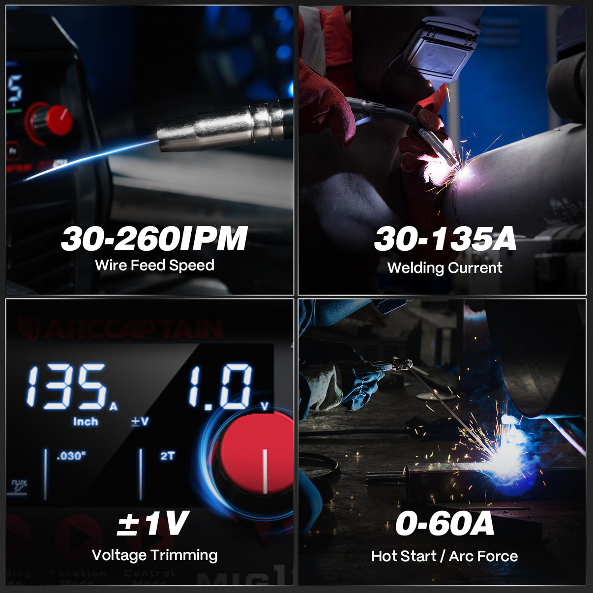 Arccaptain MIG135 Three in One Welder Portable 110V Welding Machine for ...