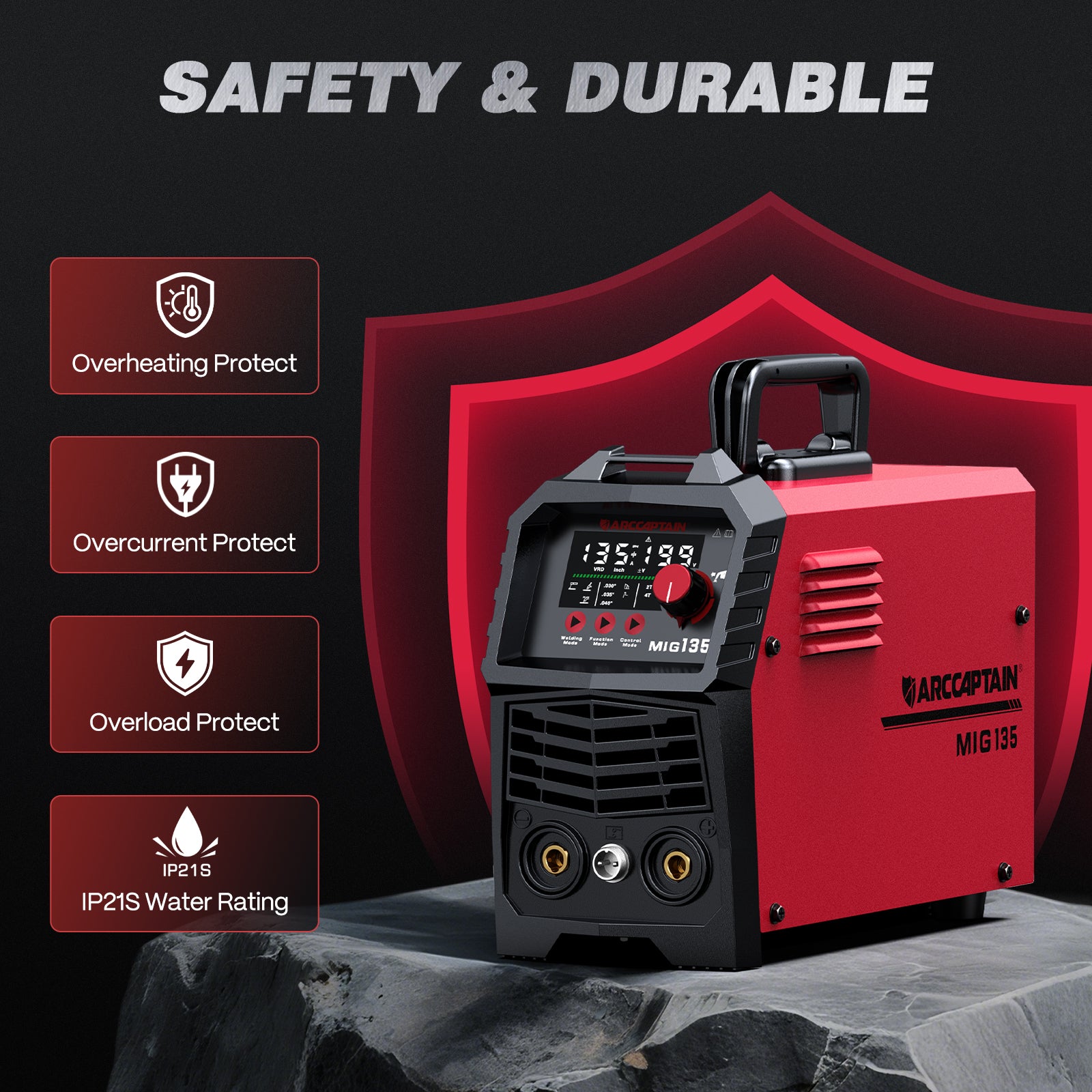 Arccaptain MIG135 Three in One Welder Portable 110V Welding Machine for ...