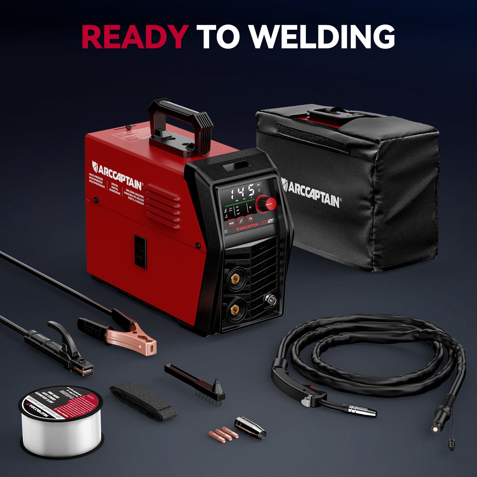 Arccaptain iControl MIG145 Pro Portable 3 in 1 Flux Core Welder