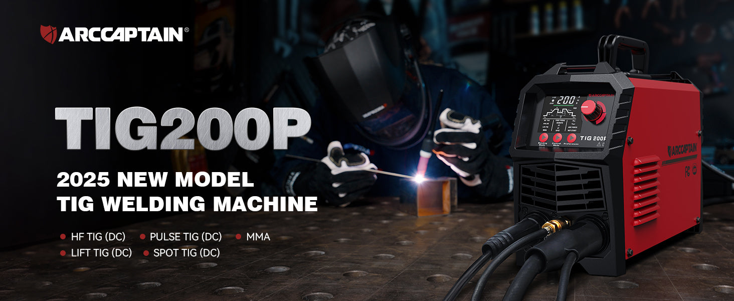 Arccaptain TIG200P 200A DC Pulse TIG Welder with HF Start and Stick ...