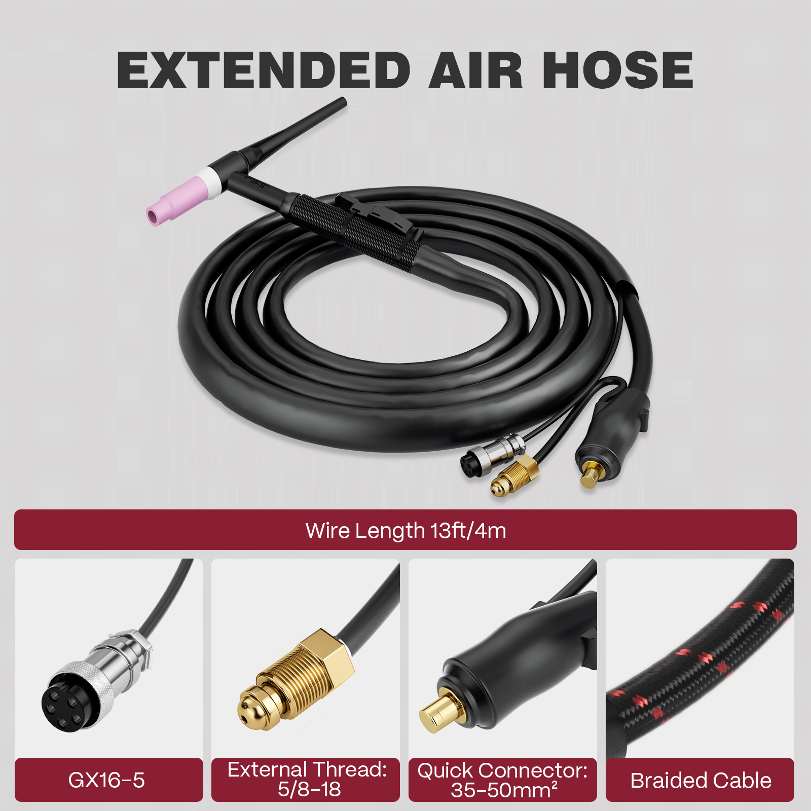 WP-26 TIG Welding Torch, 150A Air-Cooled Torch with 13FT Cable, 35 ...