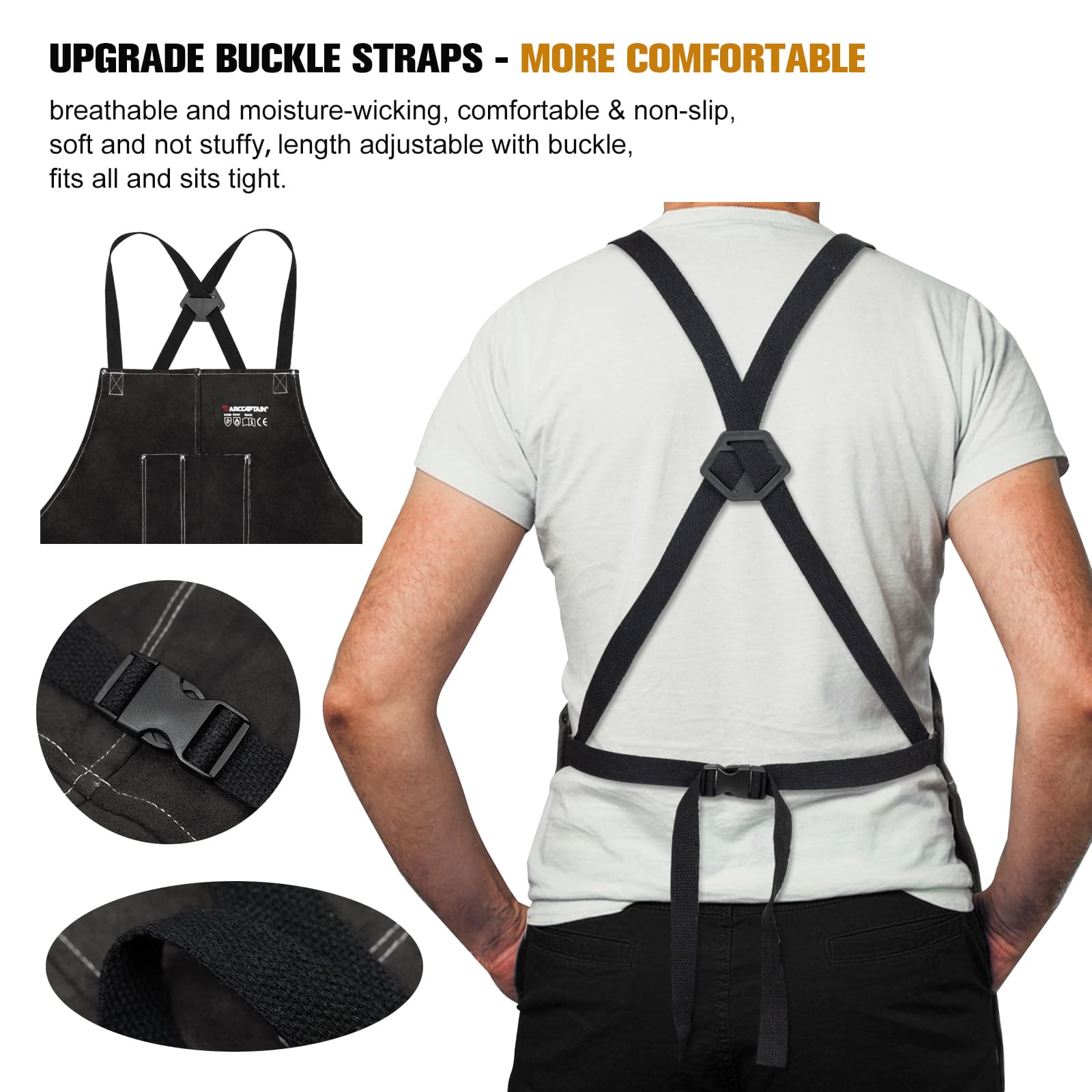 Arccaptain Leather Welding Apron Heat Flame Resistant Apron for Weldin