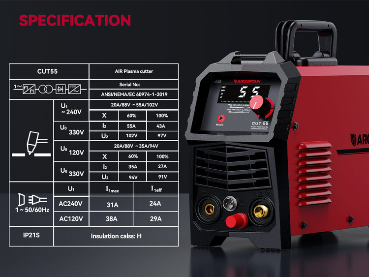 55 Amps Portable Pilot ARC Plasma Cutter CUT55 For Sale