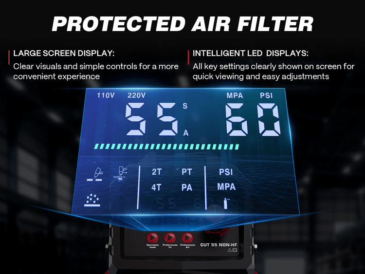 Arccaptain CUT55 NON-HF Plasma Cutter with Smart Display and Mesh Mode