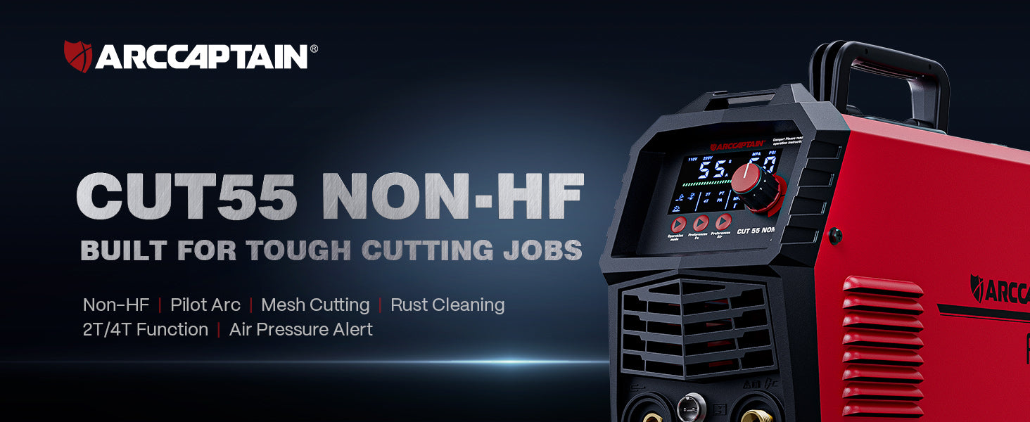 Arccaptain CUT55 NON-HF Plasma Cutter with Smart Display and Mesh Mode