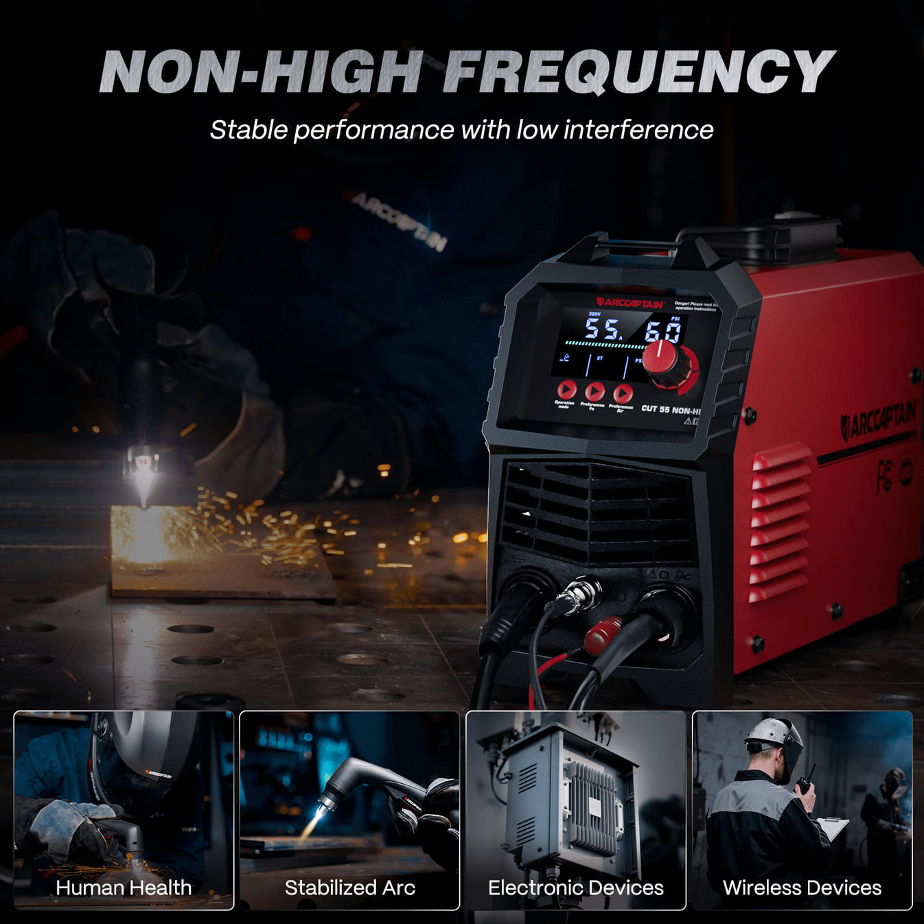 Arccaptain CUT55 NON-HF Plasma Cutter with Smart Display and Mesh Mode