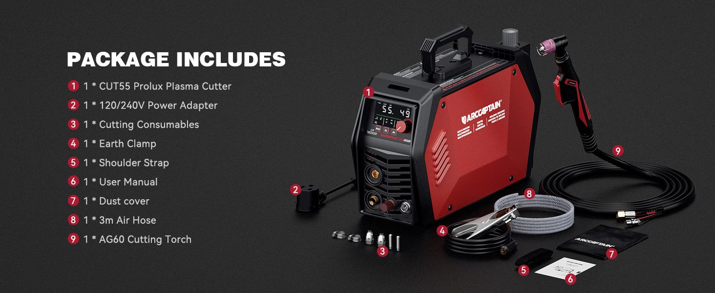 Arccaptain CUT55 Prolux Non-Touch Pilot Arc Plasma Cutter Dual Voltage