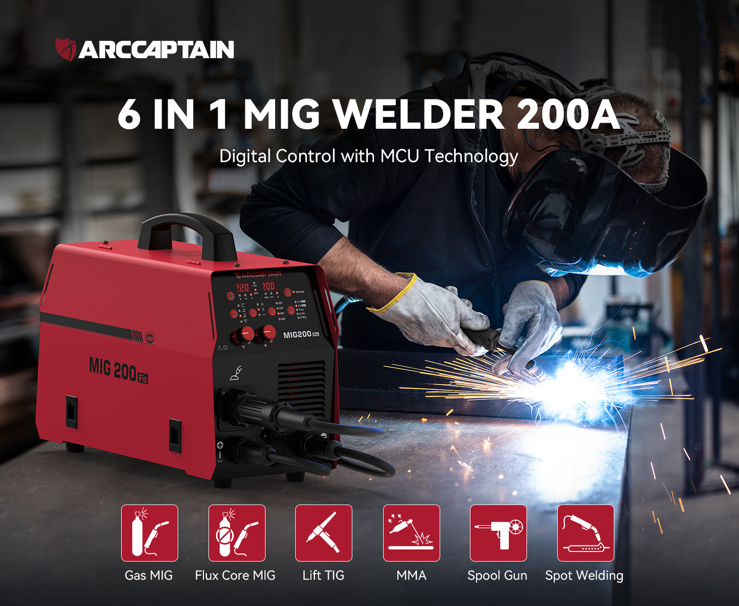 Arccaptain MIG200 Fit Affordable Aluminum MIG Welder for Beginner