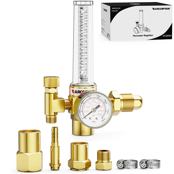 ARCCAPTAIN Argon/CO2 Welding Gas Regulator | Single Gauge | Dual Inlet ...