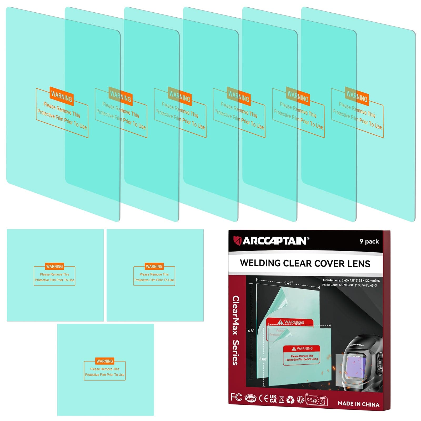 Replacement Welding Helmet Lenses For Large View 3.94"X3.66" Helmets H