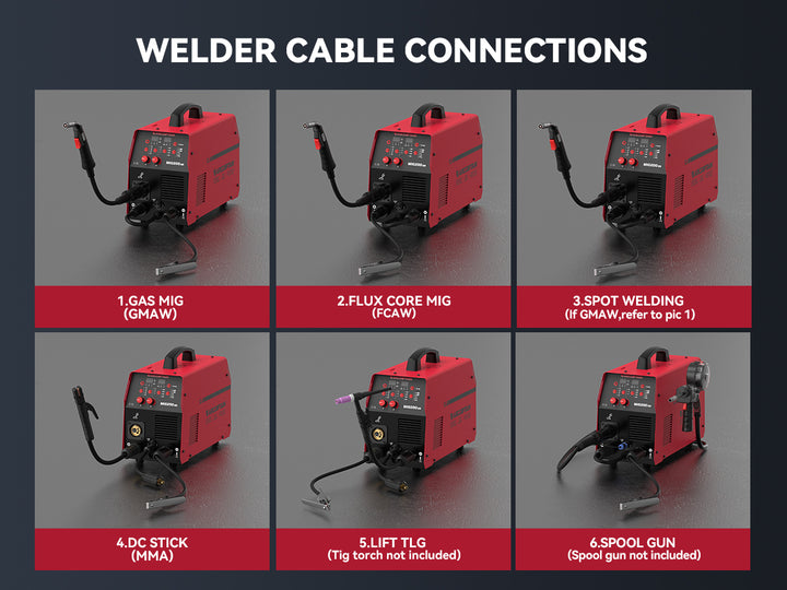 Arccaptain MIG200 Fit Affordable Beginners MIG Welder 200 Amps 6 in 1