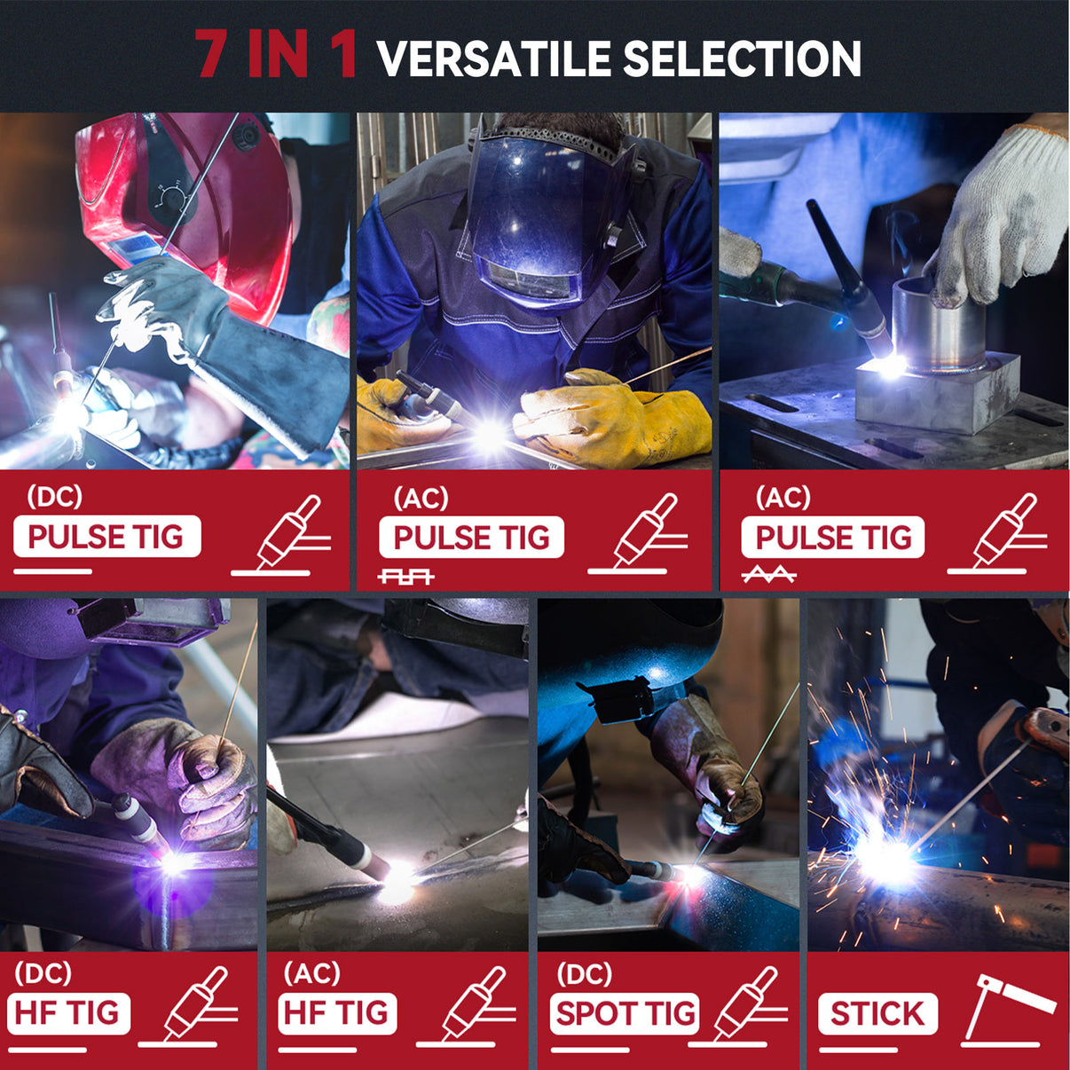 Arccaptain TIG200P AC DC Multi Process Aluminum Pulse TIG Welder