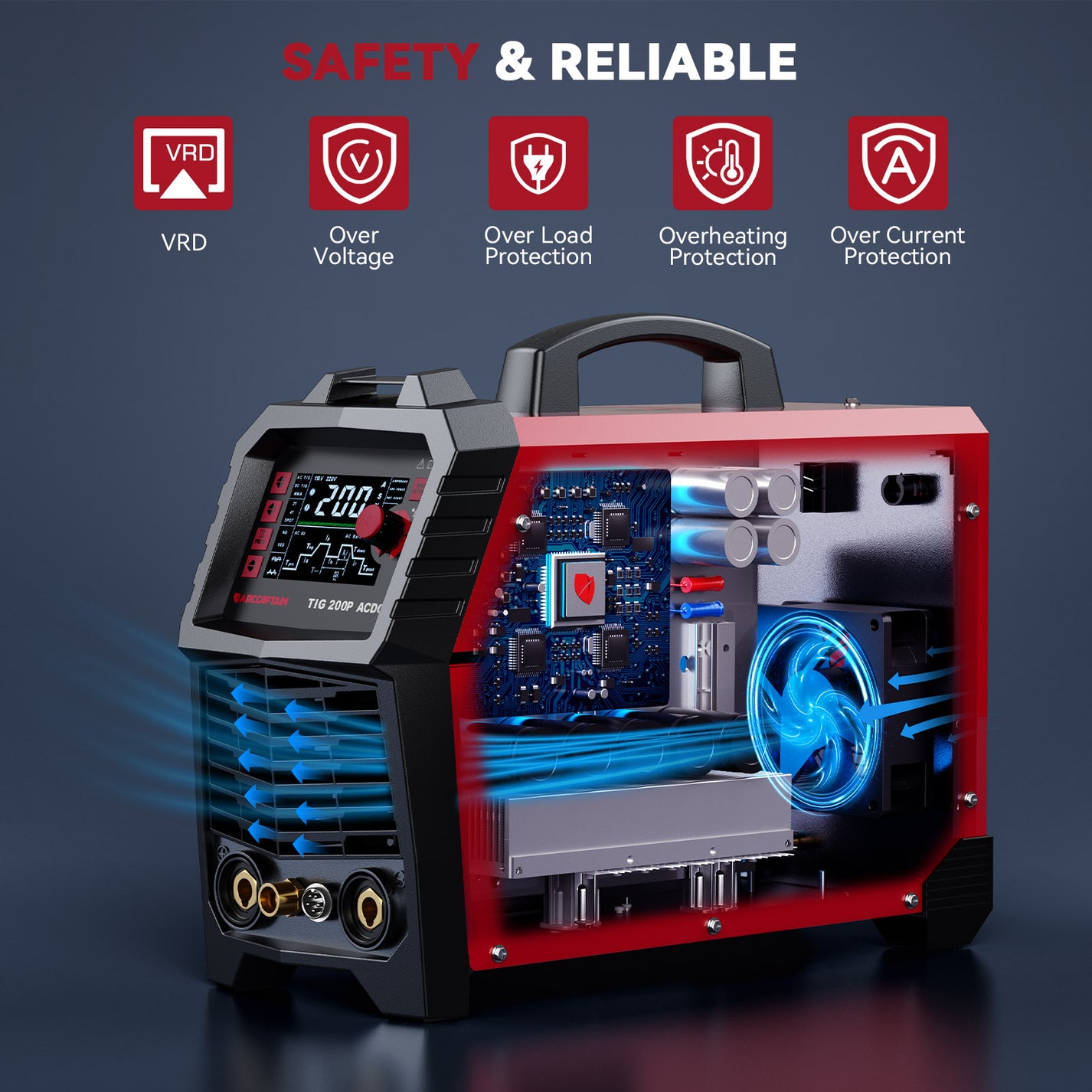 Arccaptain Tig200P AC/DC Multi Process Aluminum Pulse Tig Welder