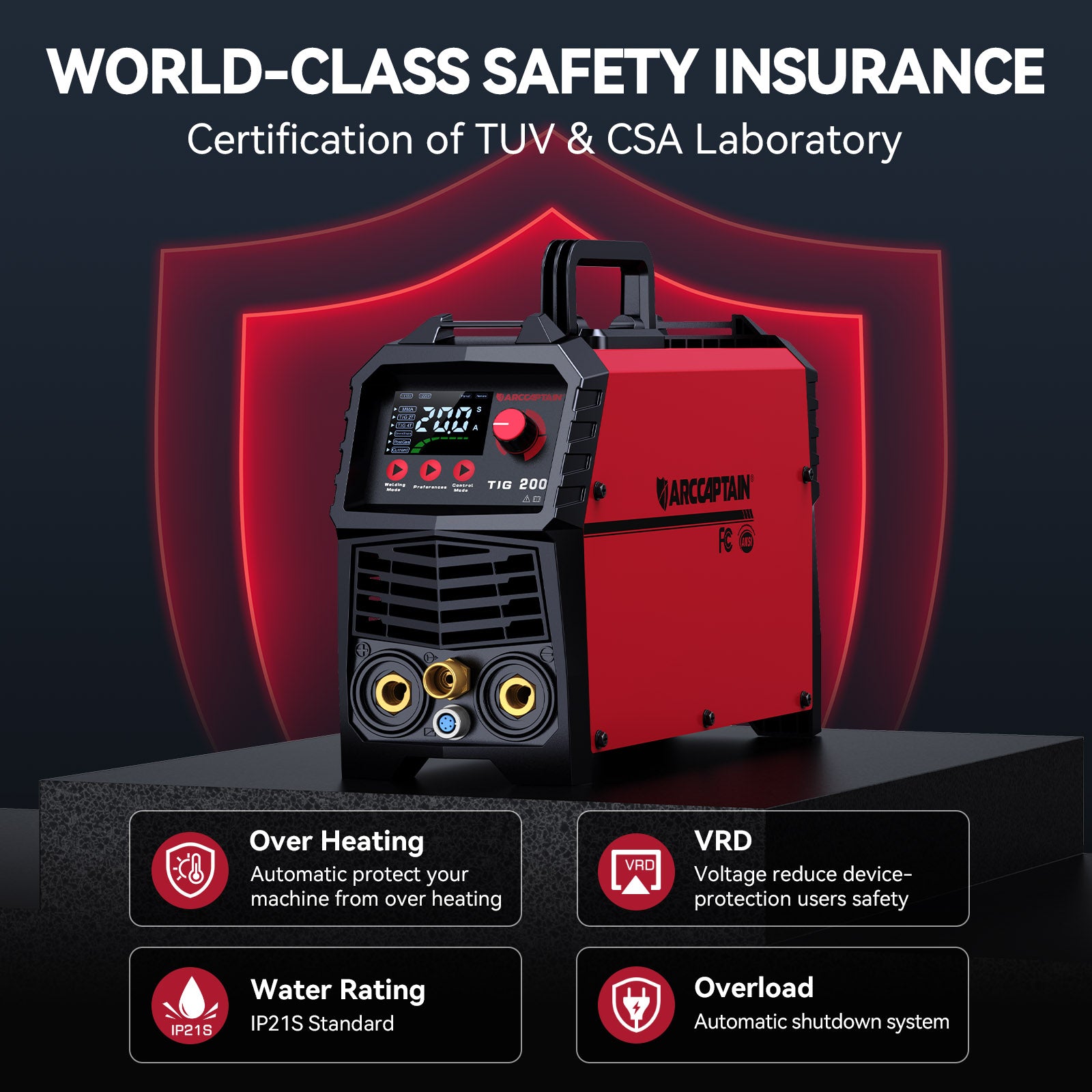 Arccaptain TIG200 200 Amps Lightweight IGBT Inverter DC TIG Welder